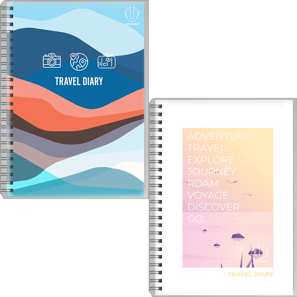 Upward - Travel Diary Planner, Undated, Day to Page, A5 Wiro Bound ...